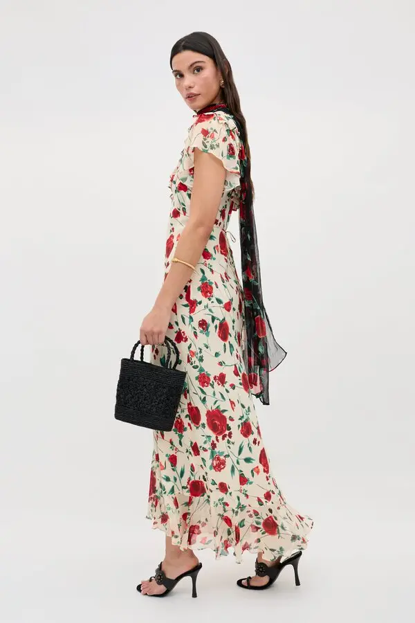 Rixo Floral Print Midi Dress