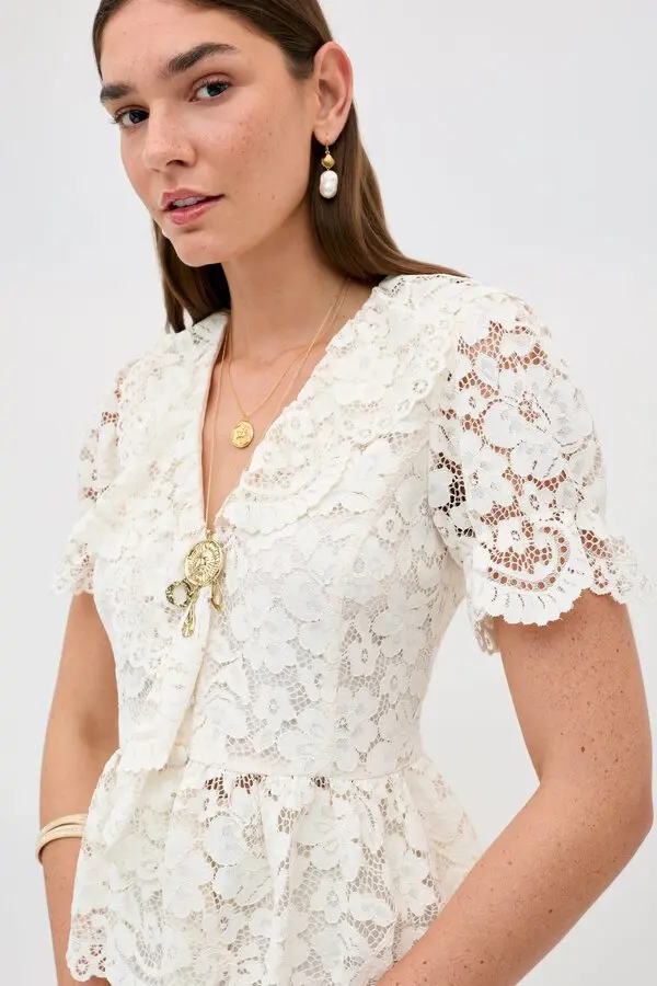 Rixo Dollie Regular Blouse - Cream