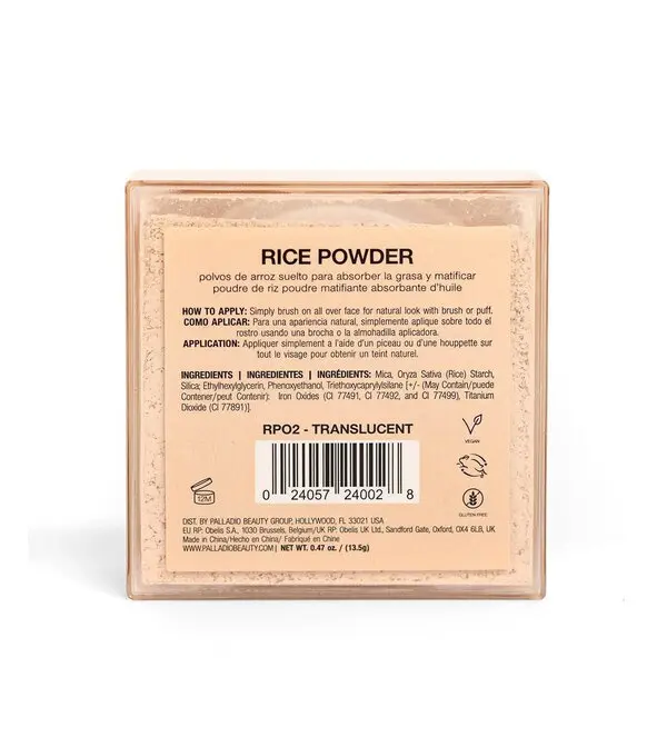 PALLADIO Rice Powder 0.60 Oz - Translucent