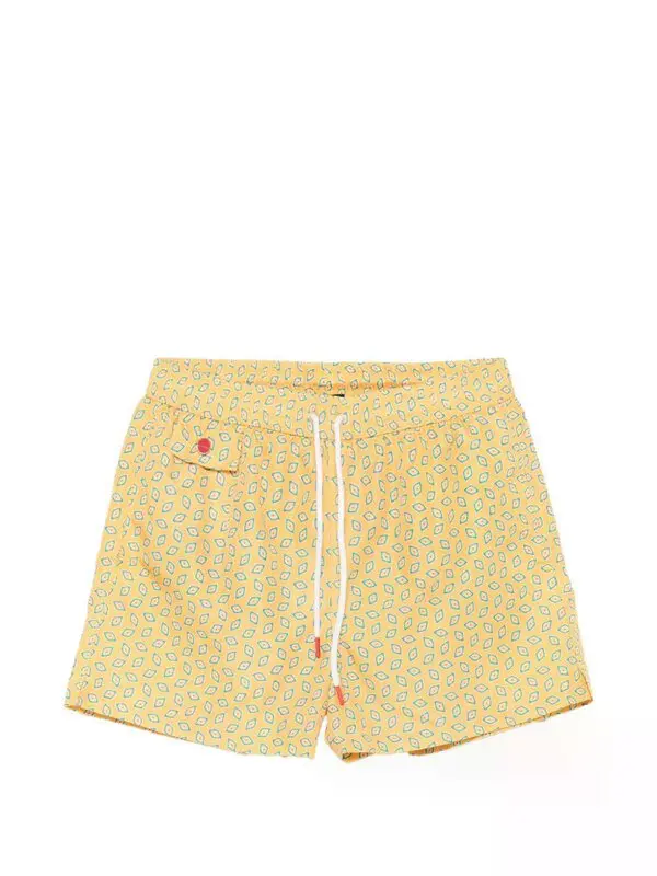 Kiton Patterned Swim Shorts - Yellow