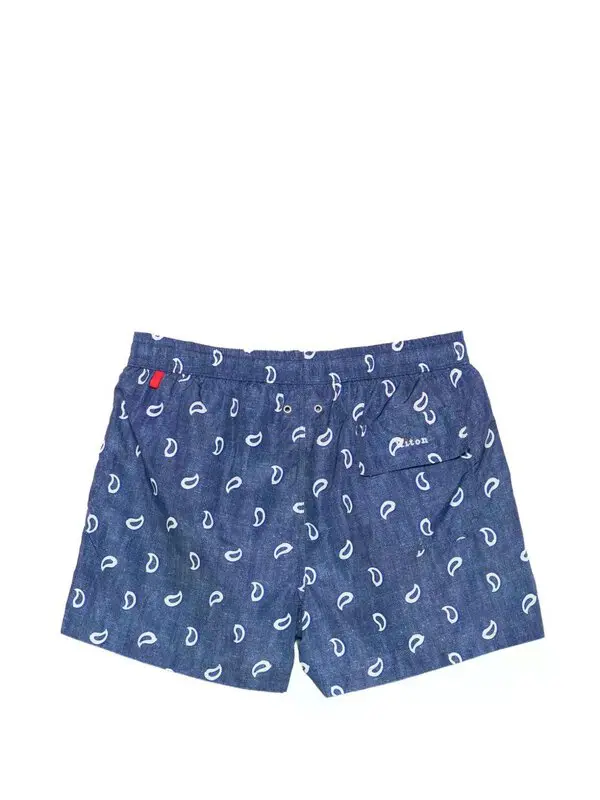 Kiton Paisley-print Swim Shorts - Blue