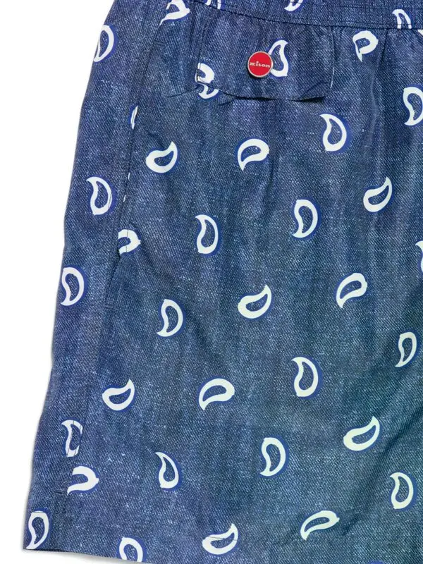 Kiton Paisley-print Swim Shorts - Blue