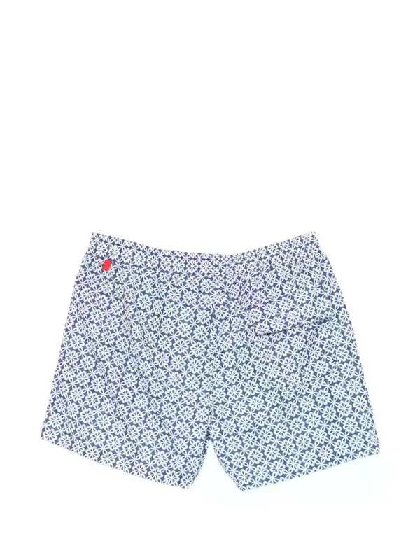 Kiton Floral-print Swim Shorts - Blue
