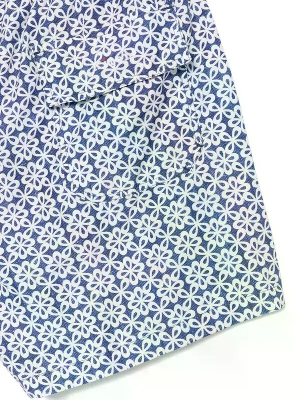 Kiton Floral-print Swim Shorts - Blue