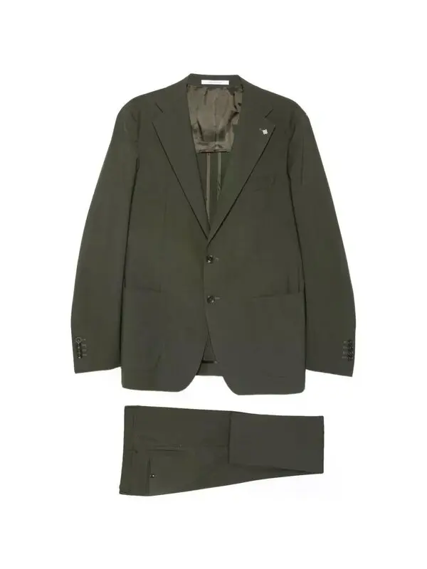 Tagliatore Buttoned Peak Lapel Suit - Green