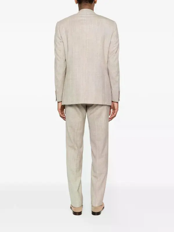 Canali Button Blazer Suit - Neutrals
