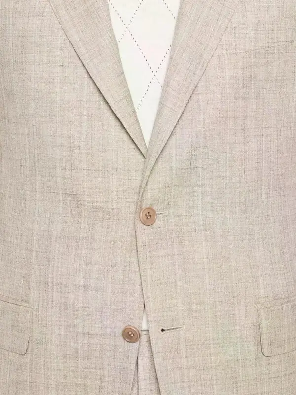 Canali Button Blazer Suit - Neutrals