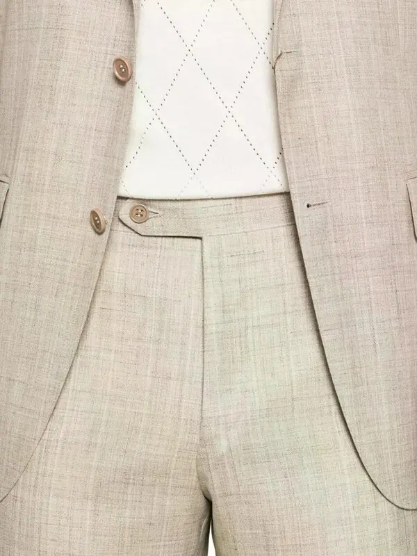 Canali Button Blazer Suit - Neutrals