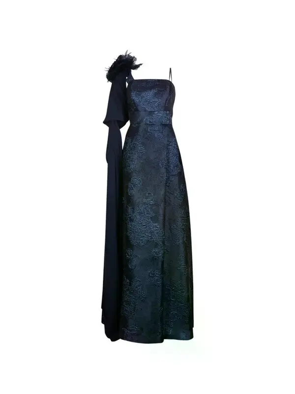 ANTONIO D'ERRICO Feather-detail Floral Maxi Dress - Blue