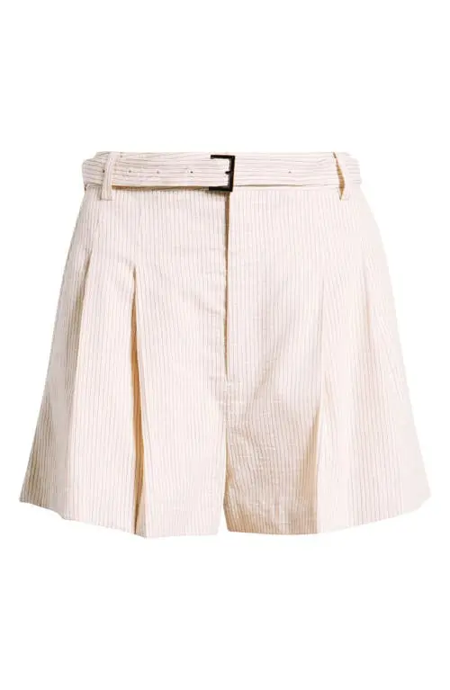 FRAME Striped Cotton-linen Blend Shorts