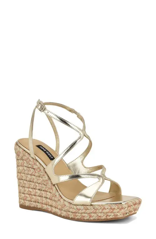 Nine West Adriane Platform Wedge Sandal - Gold