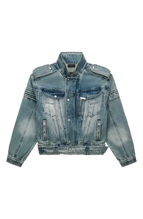 RtA Rui Crop Denim Moto Jacket