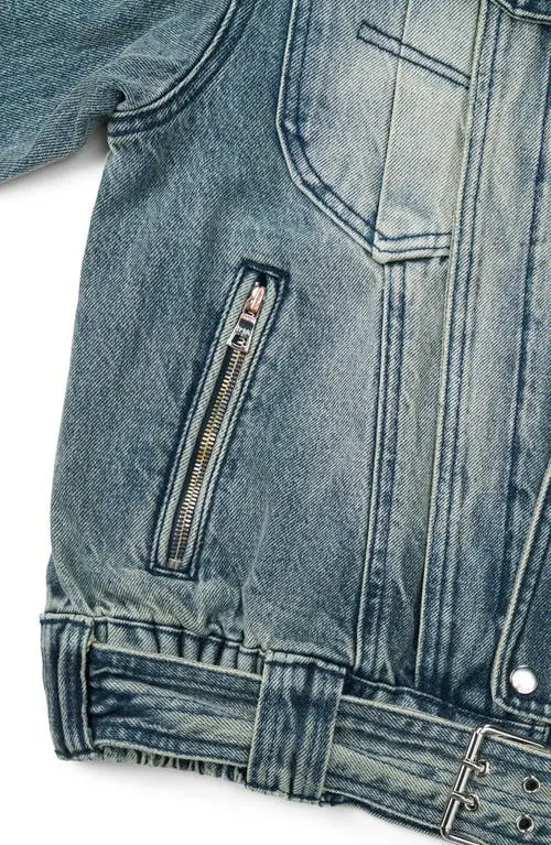 RtA Rui Crop Denim Moto Jacket