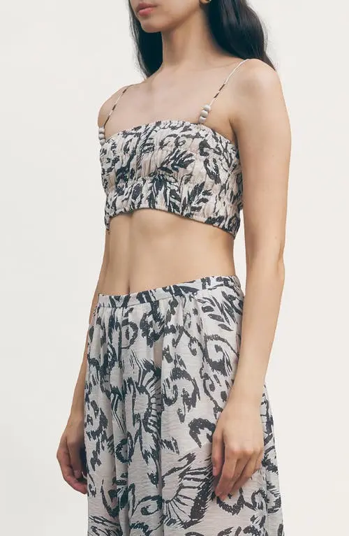 MAUDE CLUB Shirred Crop Top