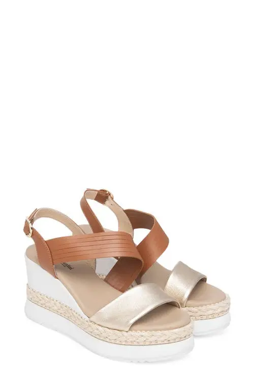 NEROGIARDINI Platform Wedge Sandal - Gold/cognac