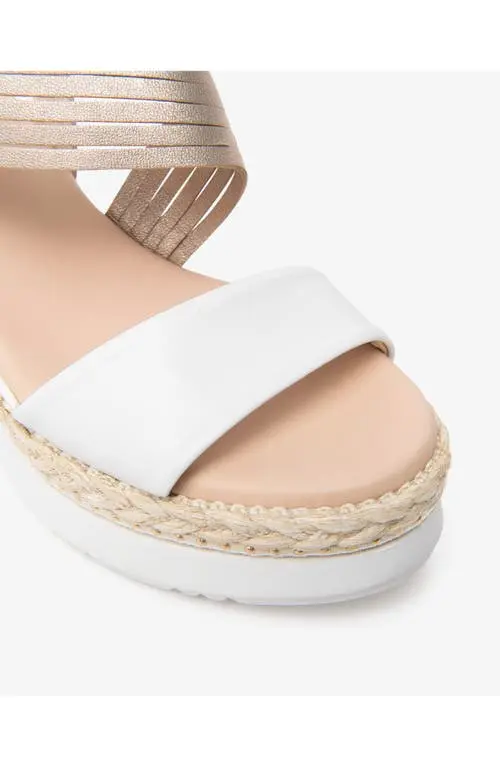 NEROGIARDINI Platform Wedge Sandal - White/gold