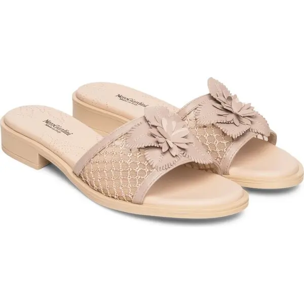 NEROGIARDINI Floral Embellished Slide Sandal - Rose