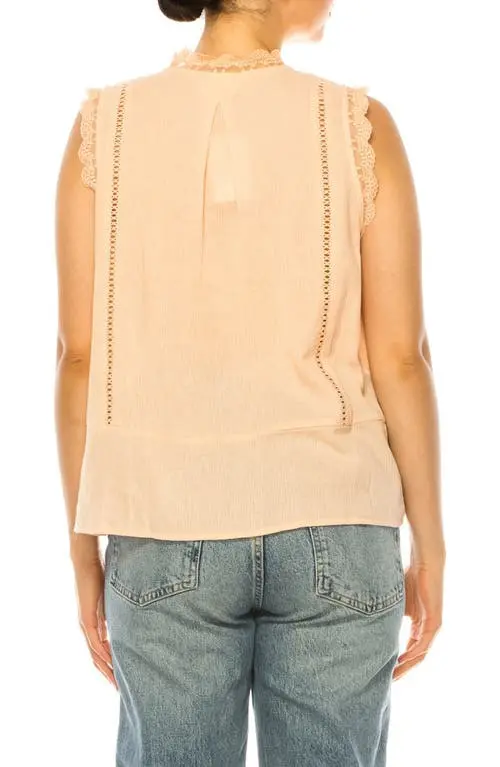A COLLECTIVE STORY Lace Trim Cotton Button-up Top