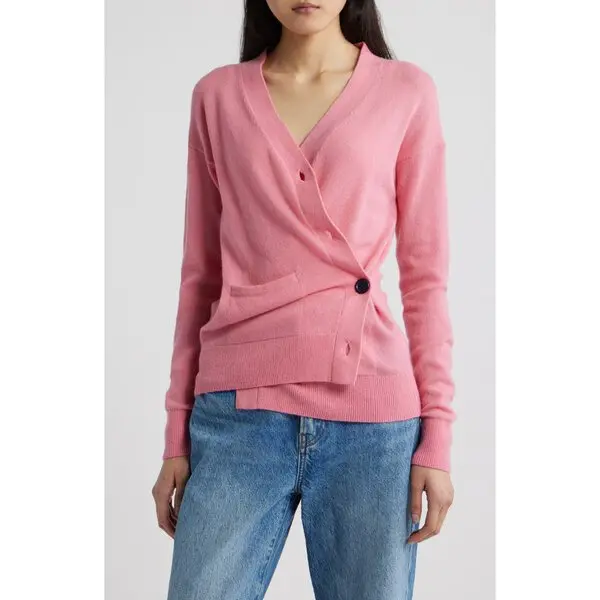 CISSA Button-up Wool & Cashmere Wrap Cardigan - Bubble Pink