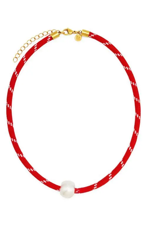 PETIT MOMENTS Faux Pearl Pendant Necklace - Red