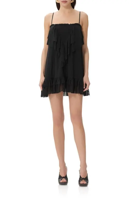 AFRM Glen Tiered Ruffle Shift Minidress - Noir