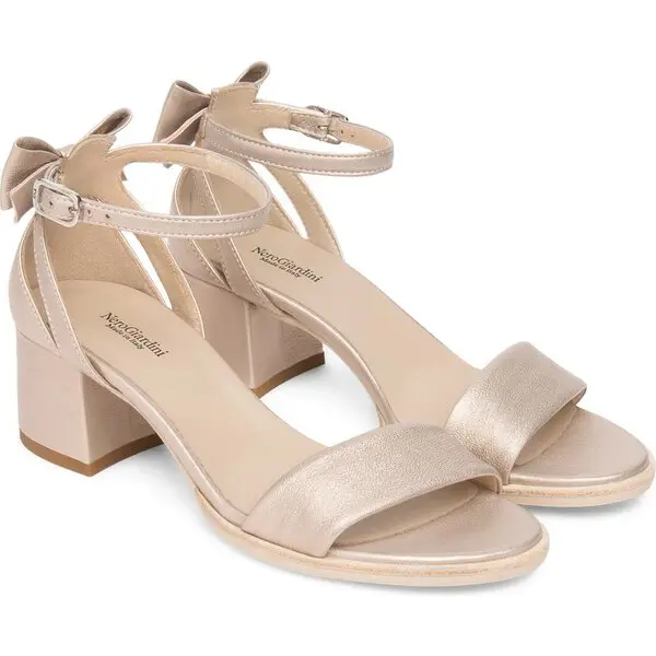 NEROGIARDINI Ankle Strap Block Heel Sandals - Champagne