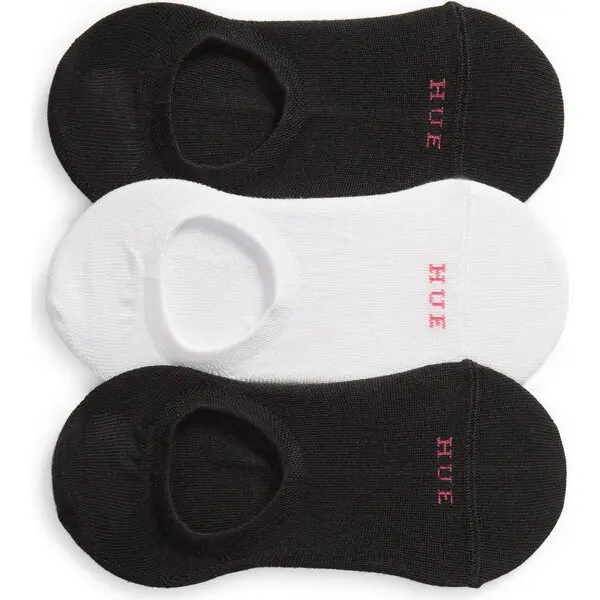 Hue The Perfect Sneaker Liner Socks 3-pack - Black/white