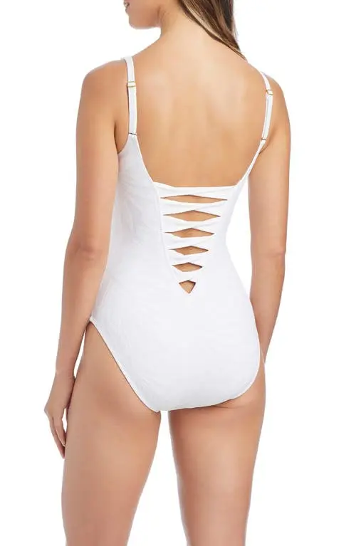BLEU BY ROD BEATTIE Lace Down Mio One-piece Swimsuit - White