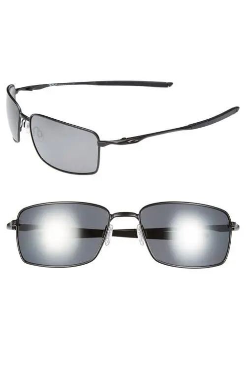 Oakley 60mm Polarized Rectangle Sunglasses - Matte Black