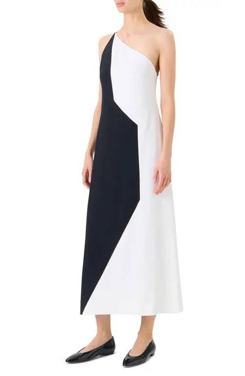 Akris High Plains Colorblock Crepe One-shoulder Dress