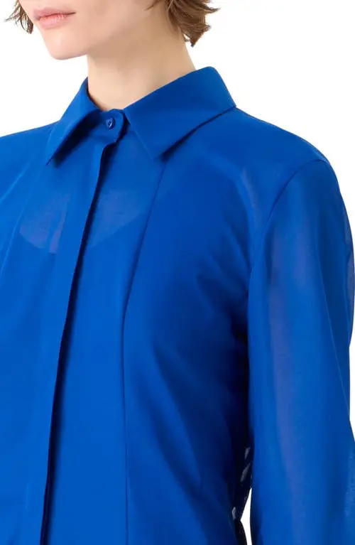 Akris Godet Flared Long Sleeve Cotton Voile Shirtdress
