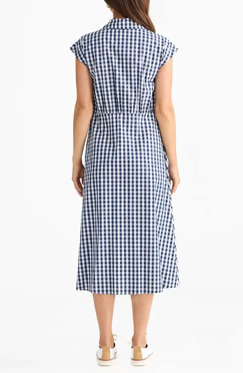 BRAVE+TRUE Musings Gingham Midi Shirtdress - Navy Gingham