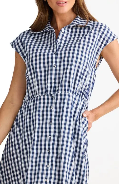 BRAVE+TRUE Musings Gingham Midi Shirtdress - Navy Gingham