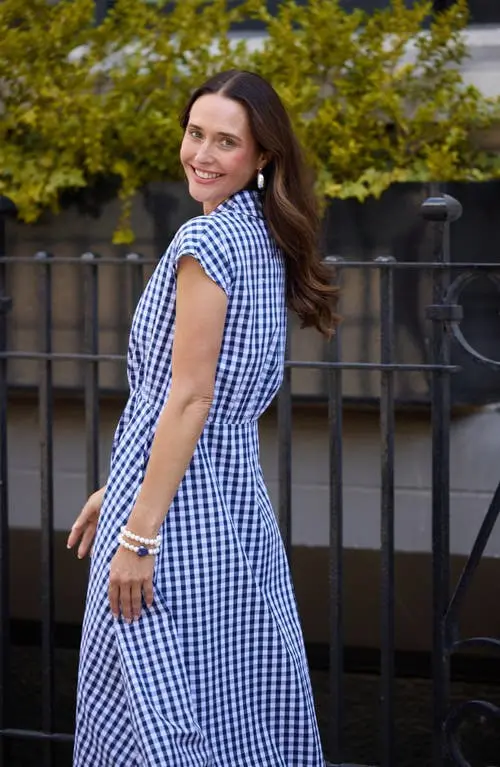 BRAVE+TRUE Musings Gingham Midi Shirtdress - Navy Gingham