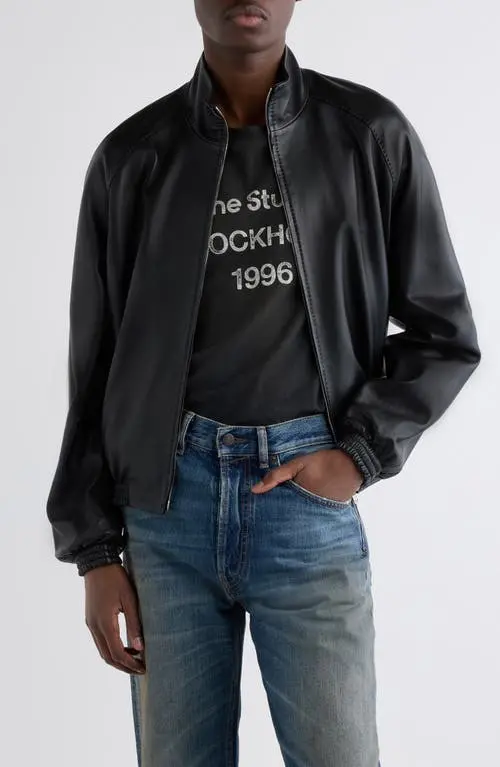 Acne Studios Lokot Leather Bomber Jacket - Black