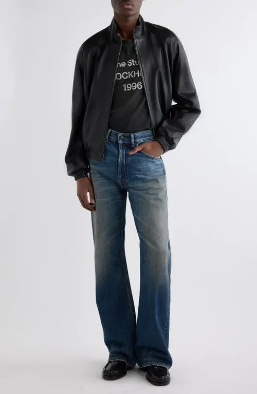 Acne Studios Lokot Leather Bomber Jacket - Black