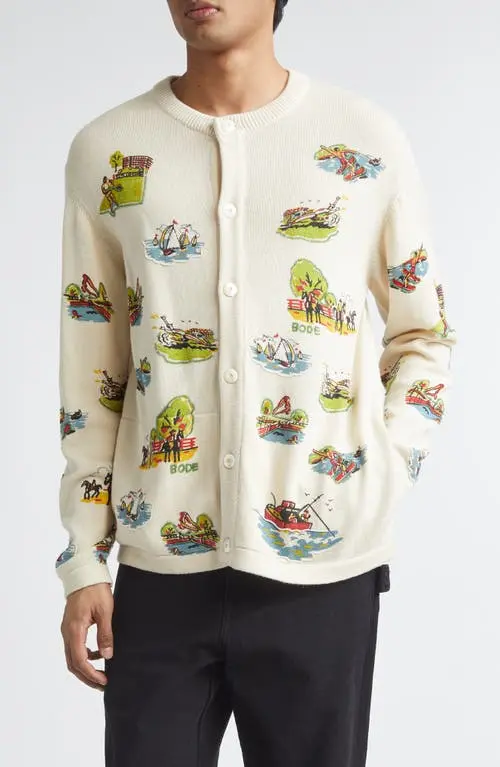 BODE Beaded Merino Wool & Cotton Cardigan - Multi Ivory