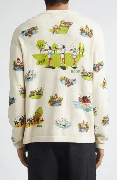 BODE Beaded Merino Wool & Cotton Cardigan - Multi Ivory