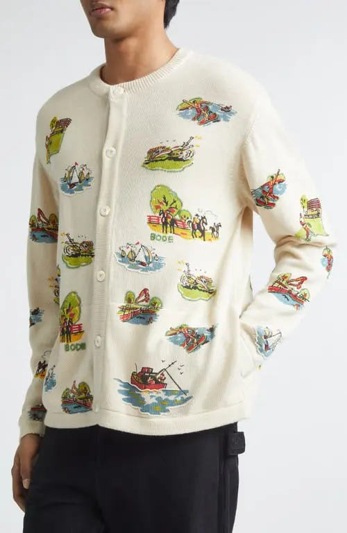 BODE Beaded Merino Wool & Cotton Cardigan - Multi Ivory