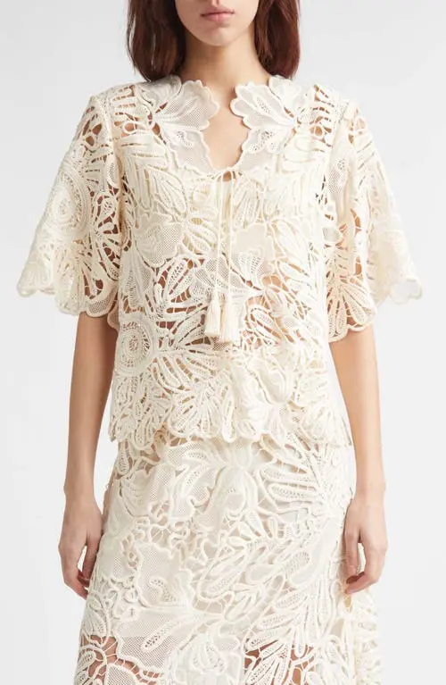Ulla Johnson Dua Sheer Lace Top - Chalk