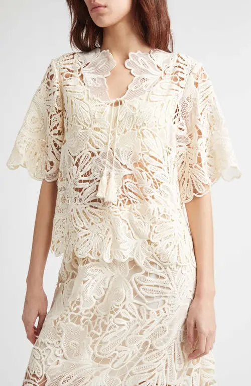 Ulla Johnson Dua Sheer Lace Top - Chalk