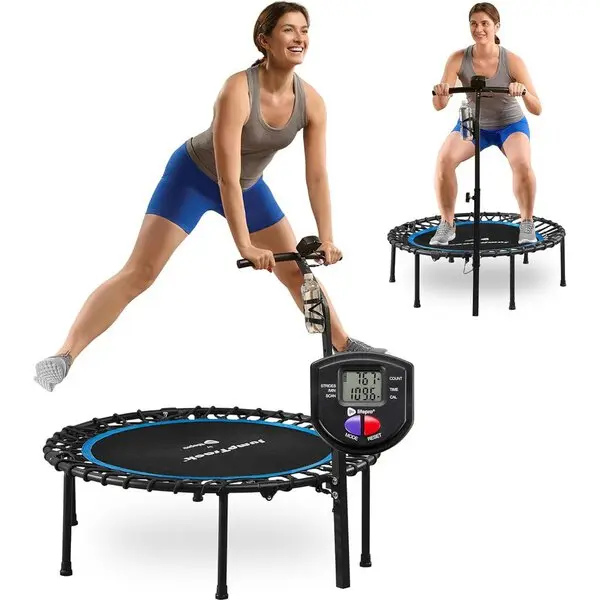 LIFEPRO 40 Inches Foldable Rebounder Fitness Trampoline For Adult With Handle & Jump Counter 350lb Or 225lb - Pro 350lb