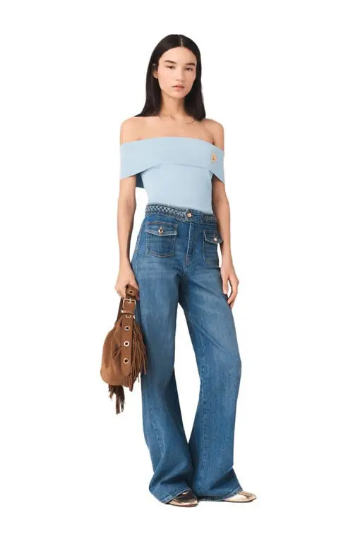 Maje Braided Flared Jeans