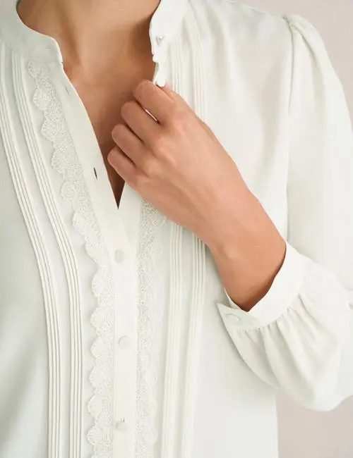 HOBBS LONDON Dominica Lace Trim Blouse