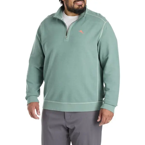 Tommy Bahama Montego Bay Textured Cotton & Lyocell Half-zip Pullover - Spa Green