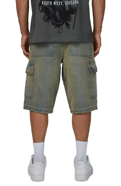 GOOD FOR NOTHING Cargo Baggy Denim Shorts - Blue