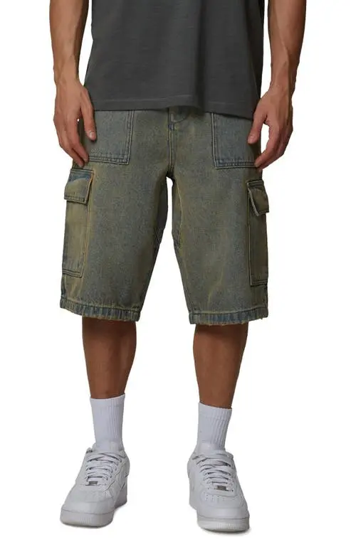 GOOD FOR NOTHING Cargo Baggy Denim Shorts - Blue