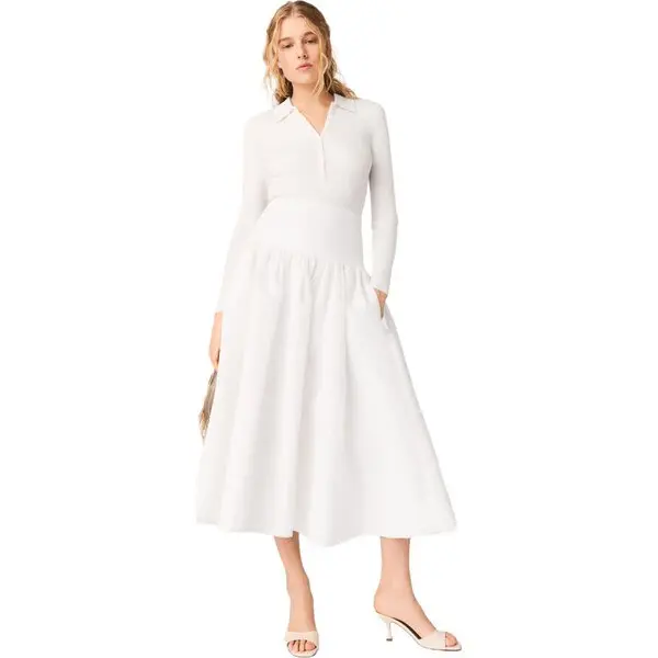 Maje Long Taffeta Skirt - White