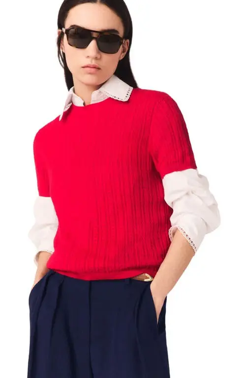 Maje Cropped Cable-knit Jumper