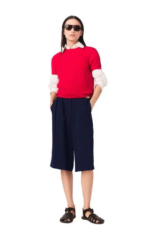Maje Cropped Cable-knit Jumper